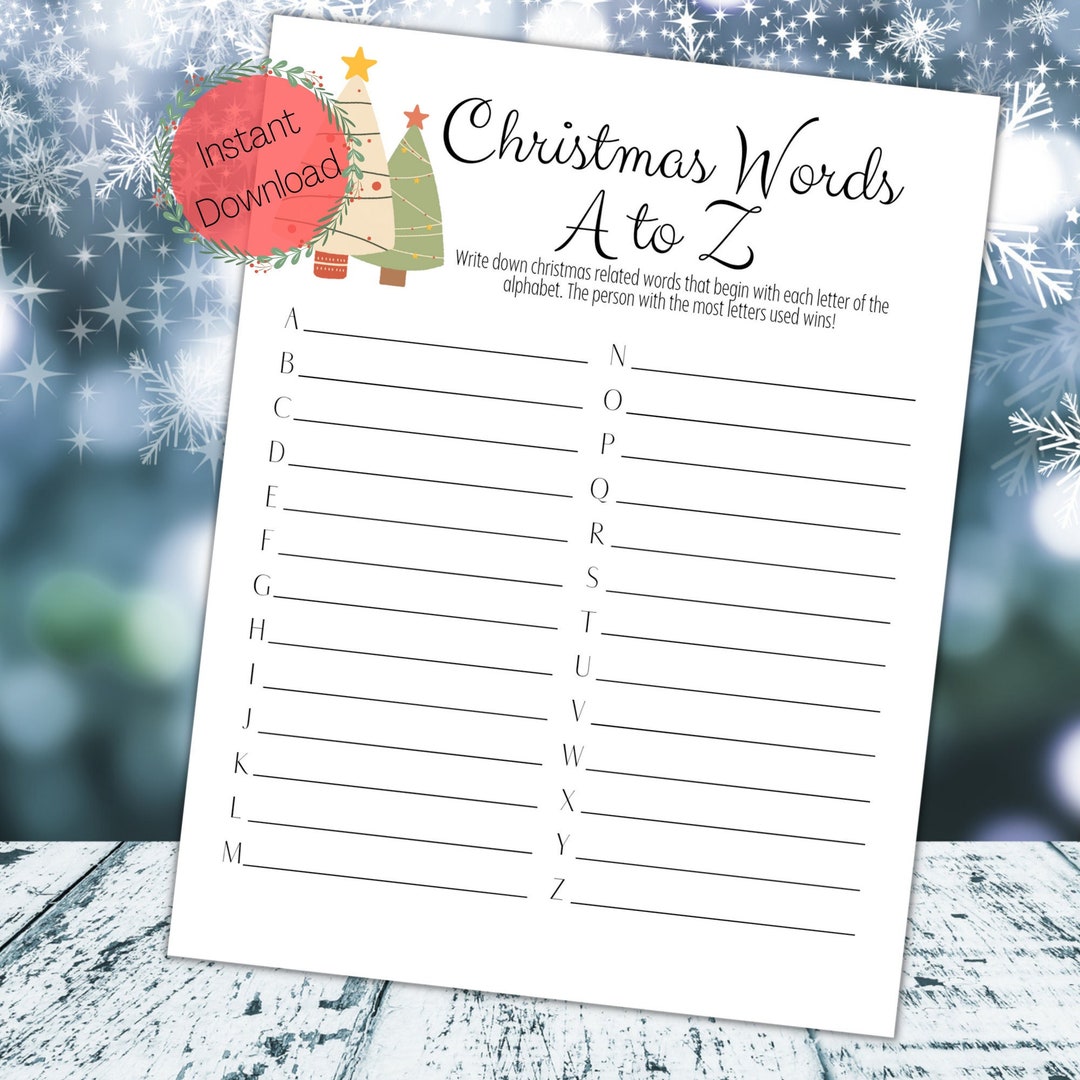 Christmas Words A to Z Printable Game ⁝ Christmas Party Game ⁝ Holiday ...