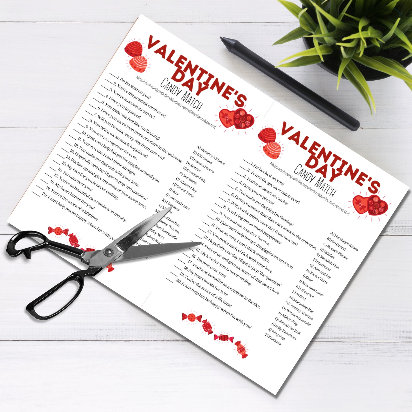 Valentine's Candy Match Game, Printable Party (digital Download) - Etsy