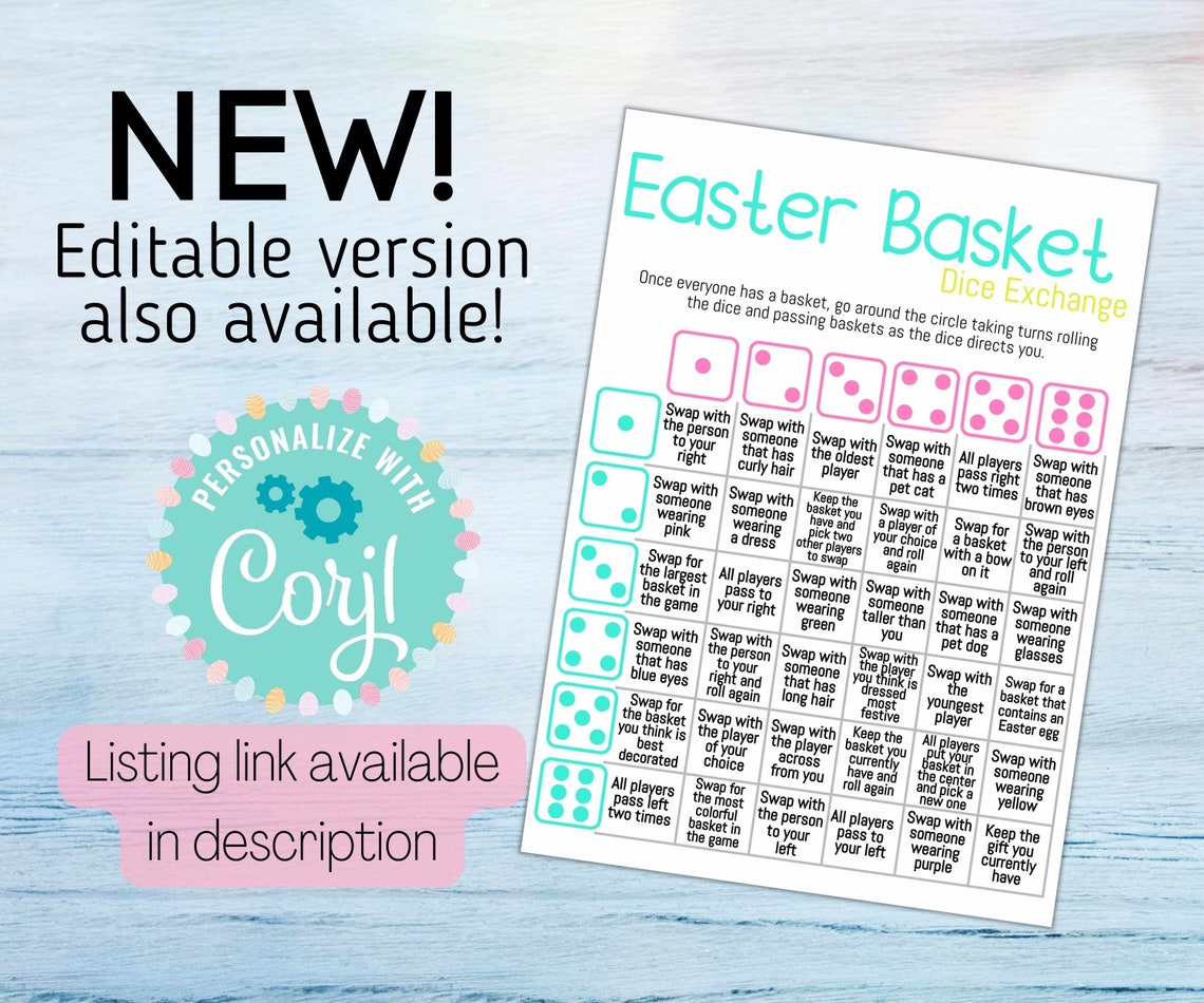 Easter Egg Exchange Dice Game Printable Game Easter Group - Etsy
