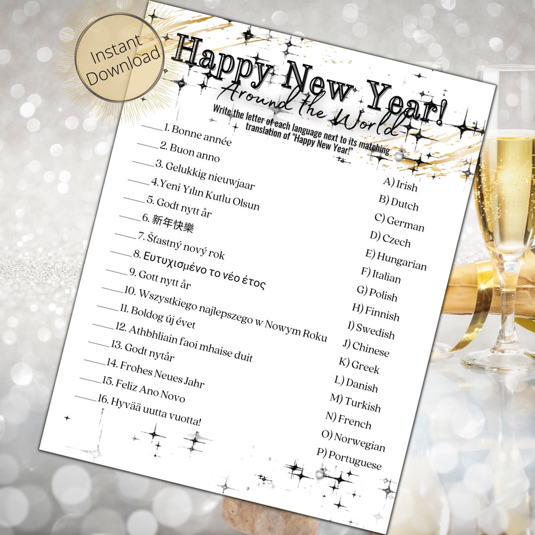 Happy New Year! Around the World Printable Game ⁝ New Year's Eve Party ...