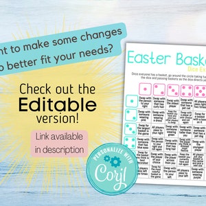 Easter Egg Exchange Dice Game Printable Game ⁝ Easter Group Party Game ...