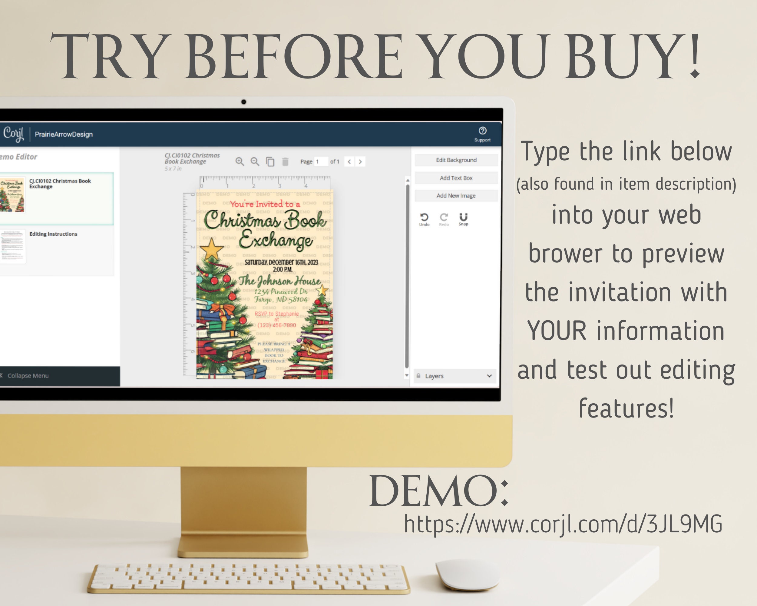 Editable Christmas Book Exchange Invitation ⁝ Editable Christmas Book ...