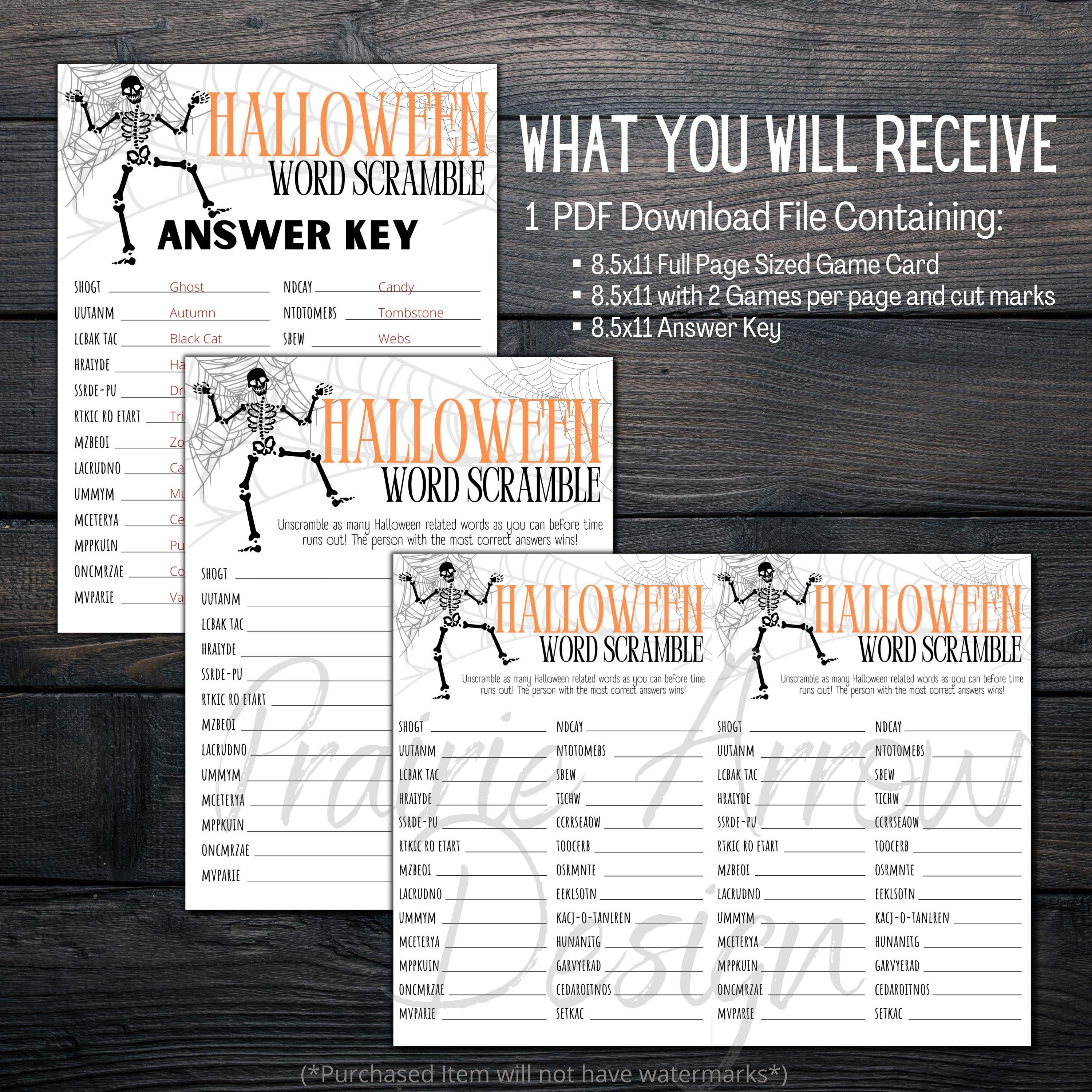 Halloween "word Scramble" Printable Game ⁝ Halloween Group Party Game ...