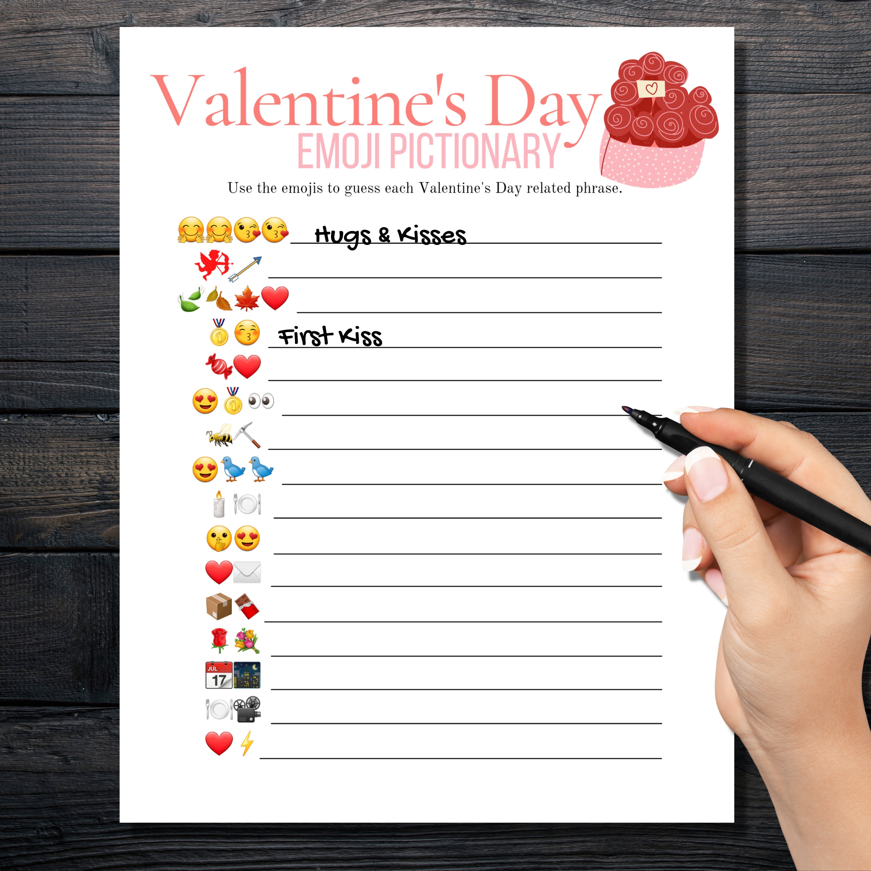 Valentine's Day "emoji Pictionary" Printable Game ⁝ Valentine's Day ...