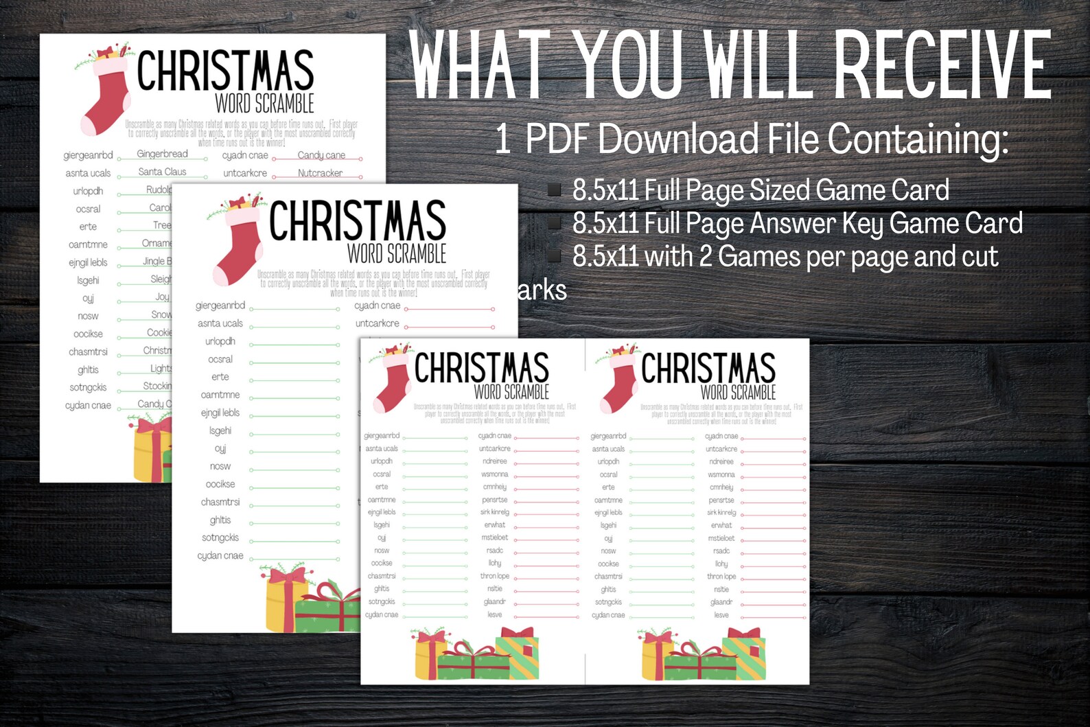 Christmas Word Scramble Printable Game Holiday Party Game Instant ...