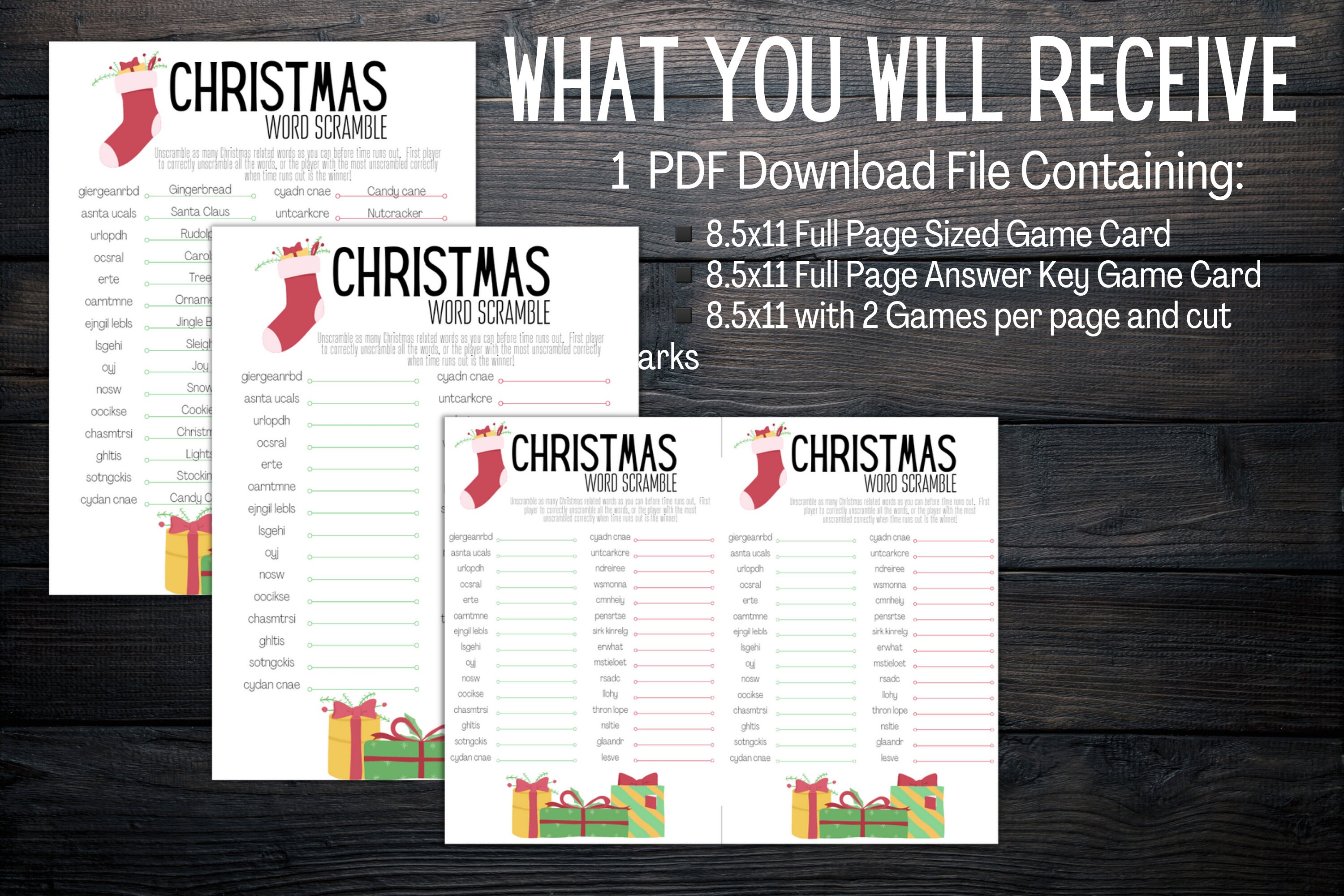 Christmas Word Scramble Printable Game Holiday Party Game Instant ...