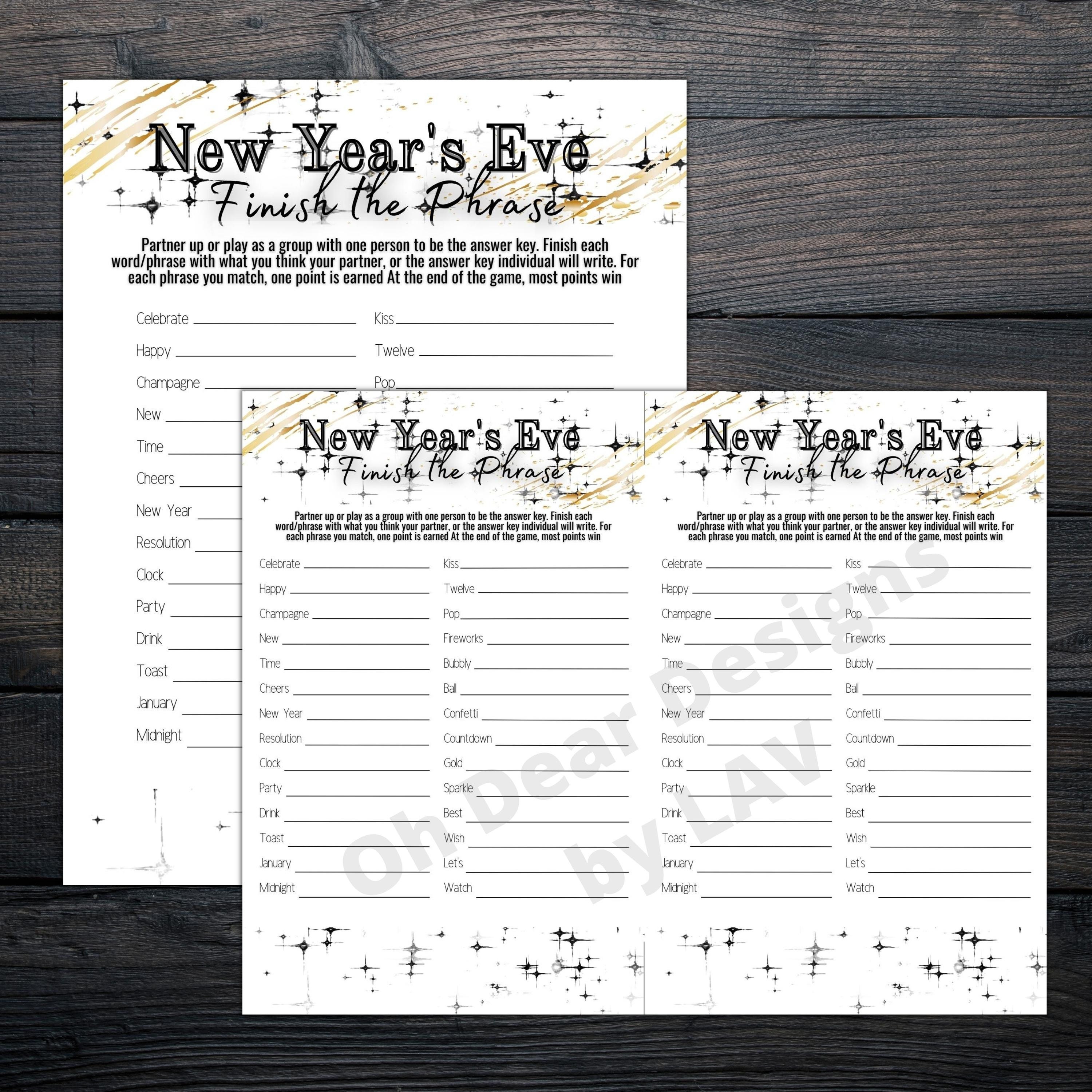 New Year's Printable Game Bundle ⁝ Happy New Year Around the World ...