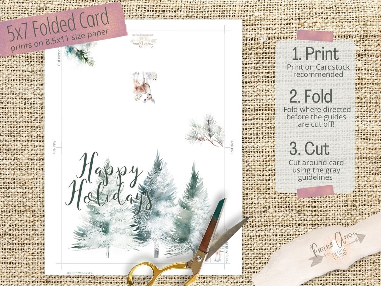 Rustic Woodland Holiday Card Template (digital Download) - Etsy