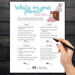 Easter "what's on Your Phone" Printable Game ⁝ Easter Group Party Game ...