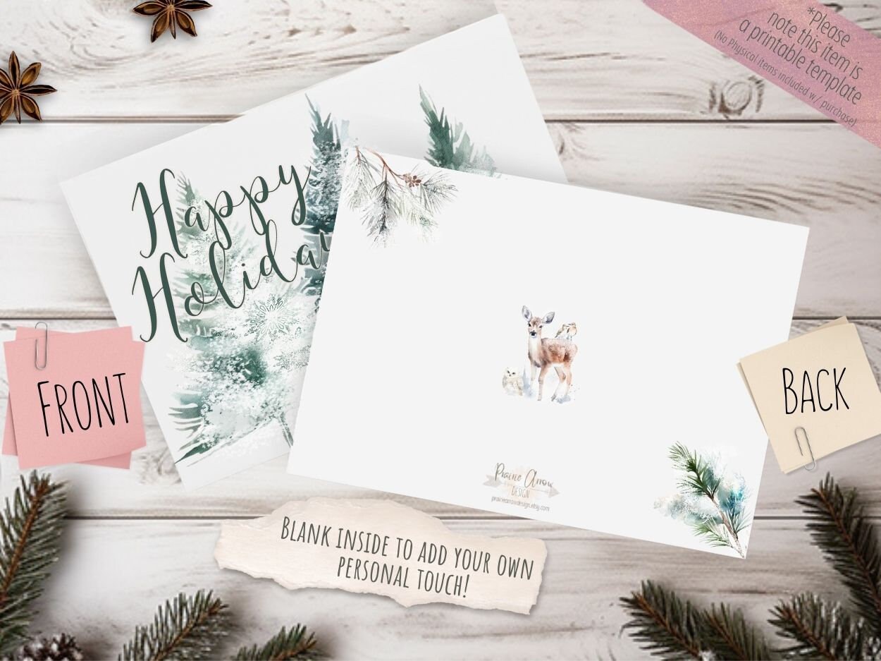 Rustic Woodland Holiday Card Set (digital Download) - Etsy