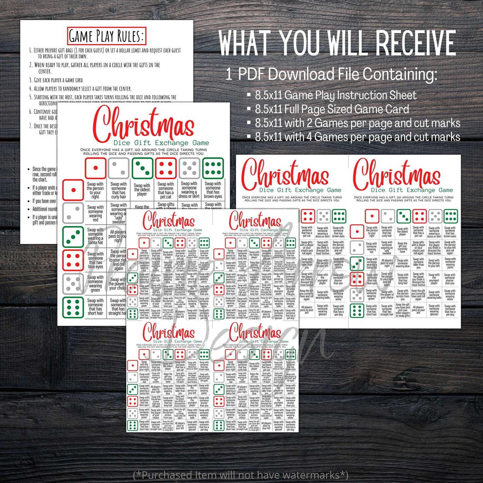 Christmas Gift Exchange Dice Game Printable Game ⁝ Christmas Group ...