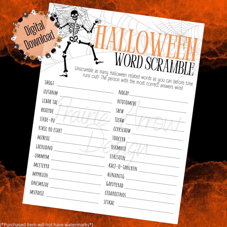 Halloween "word Scramble" Printable Game ⁝ Halloween Group Party Game ...