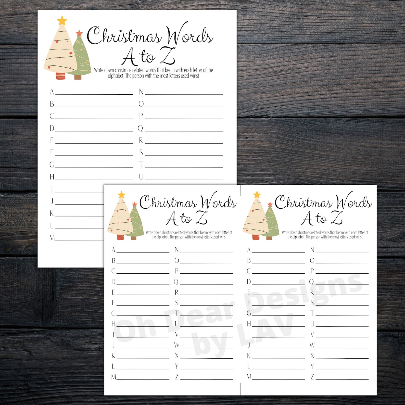 Printable Christmas Game Bundle 4 Pack ⁝ Holiday Party Games, Finish ...