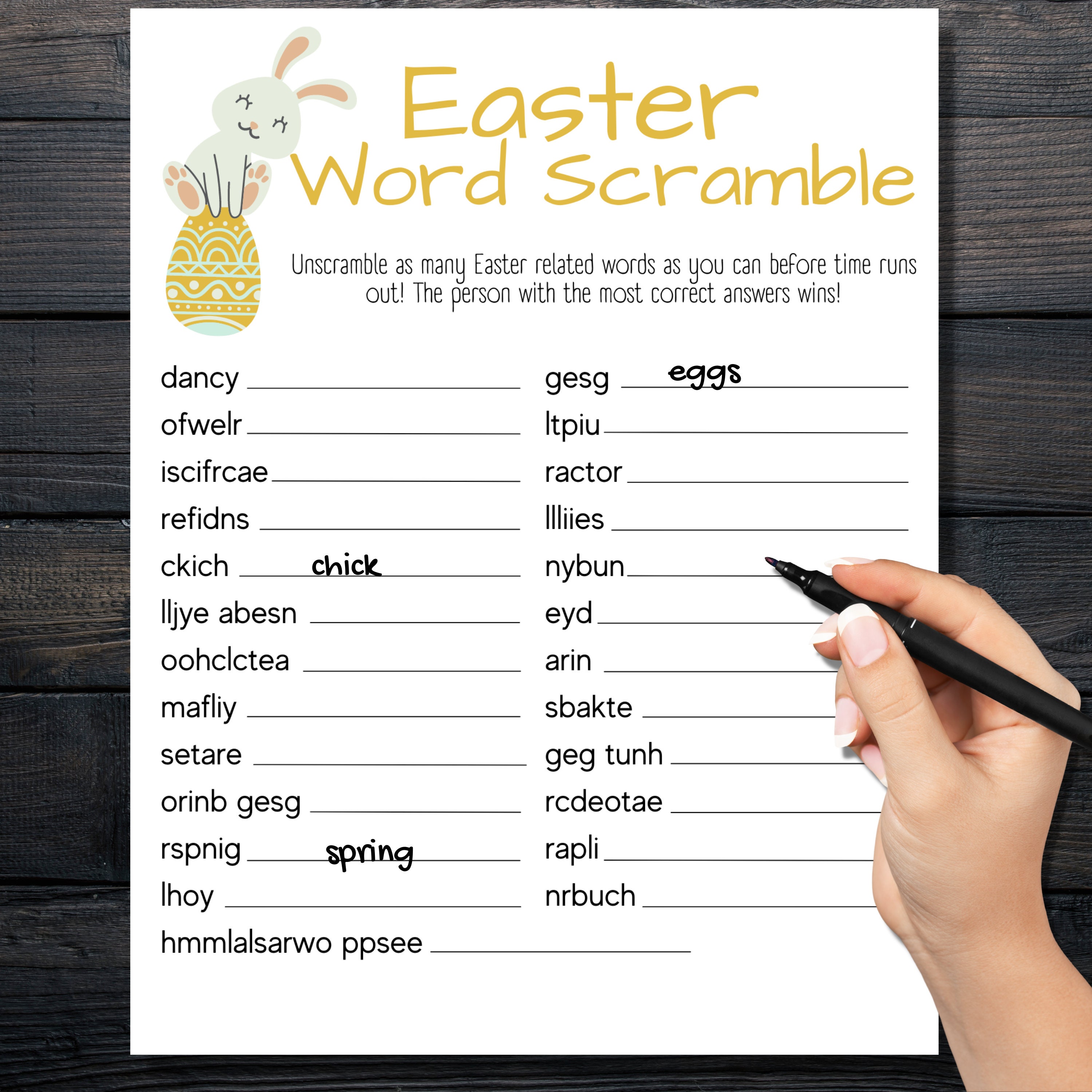 Easter "word Scramble" Printable Game ⁝ Easter Group Party Game ...