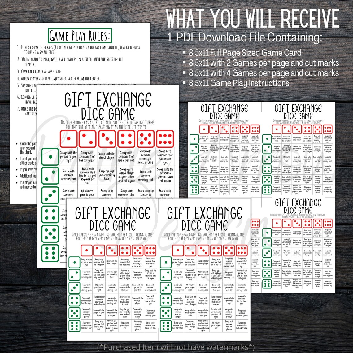 Gift Exchange Dice Game Printable Game Any Occasion Group Party Game ...