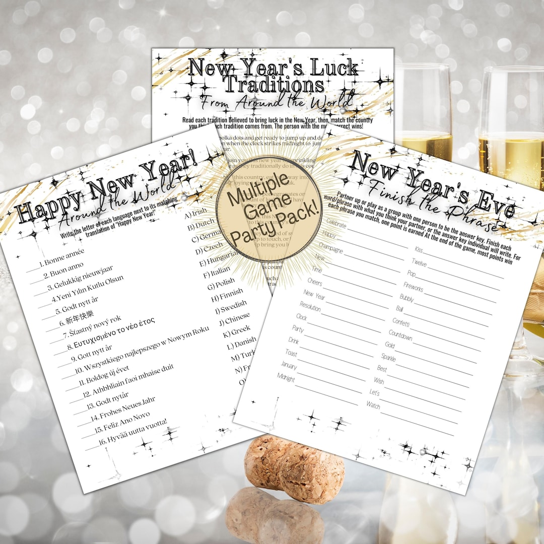 New Year's Printable Game Bundle ⁝ Happy New Year Around the World ...