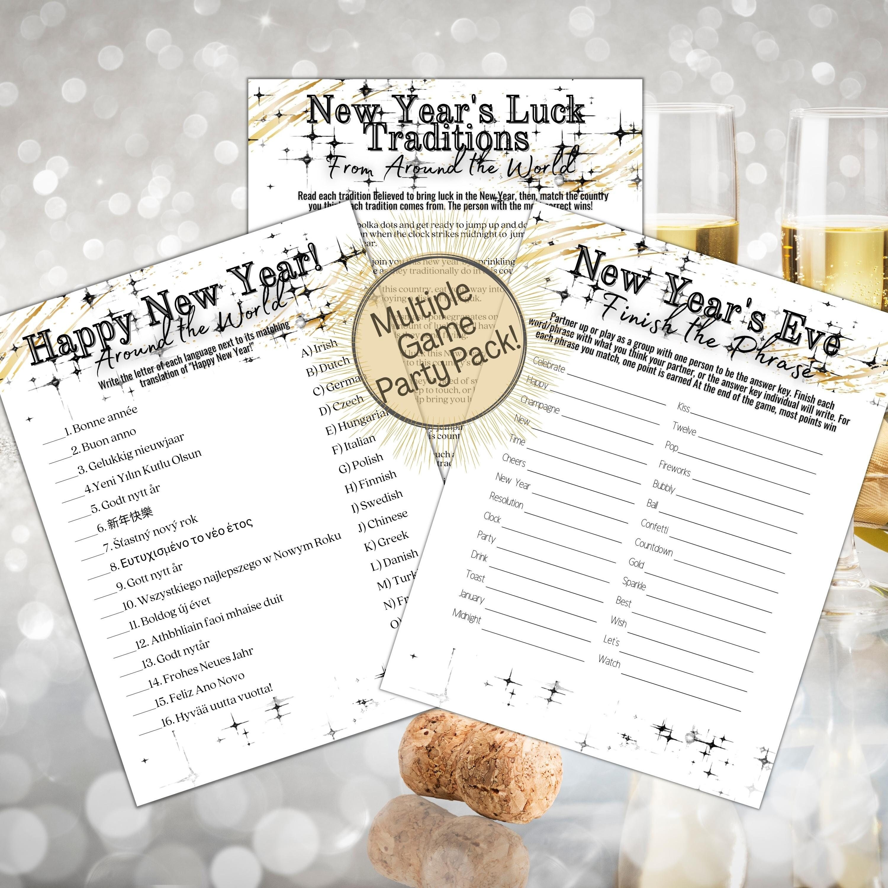New Year's Printable Game Bundle ⁝ Happy New Year Around the World ...