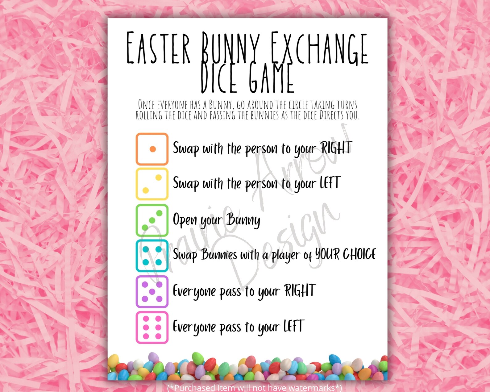 Easter Bunny Exchange Dice Game Printable Game ⁝ Easter Group Party ...