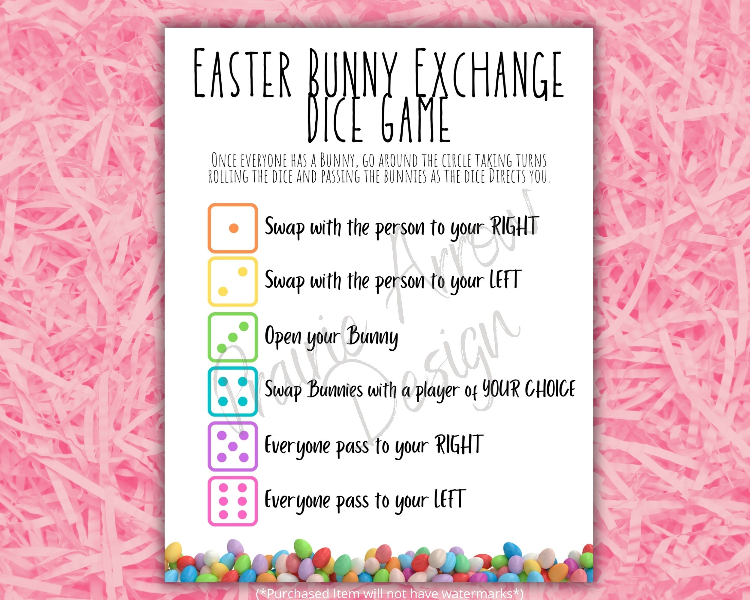 Easter Bunny Exchange Dice Game Printable Game ⁝ Easter Group Party ...