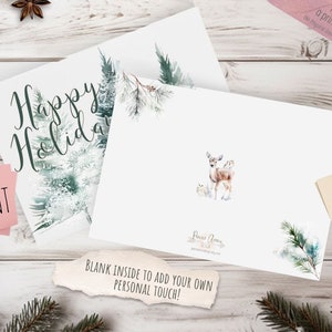 Rustic Woodland Holiday Card Template (digital Download) - Etsy