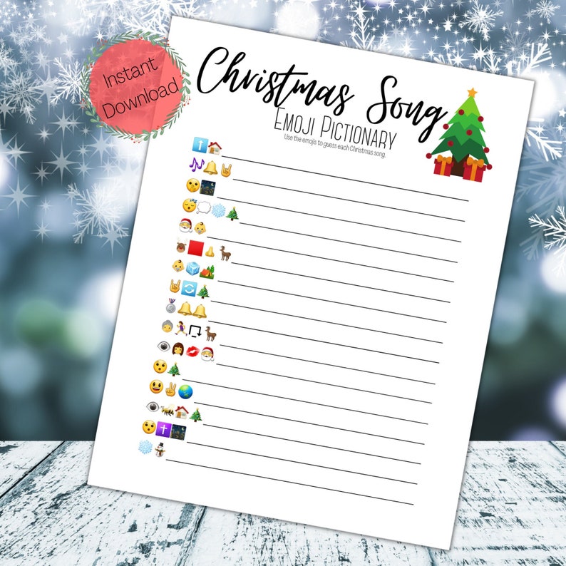 Christmas "song Emoji Pictionary" Printable Game ⁝ Holiday Party Game ...