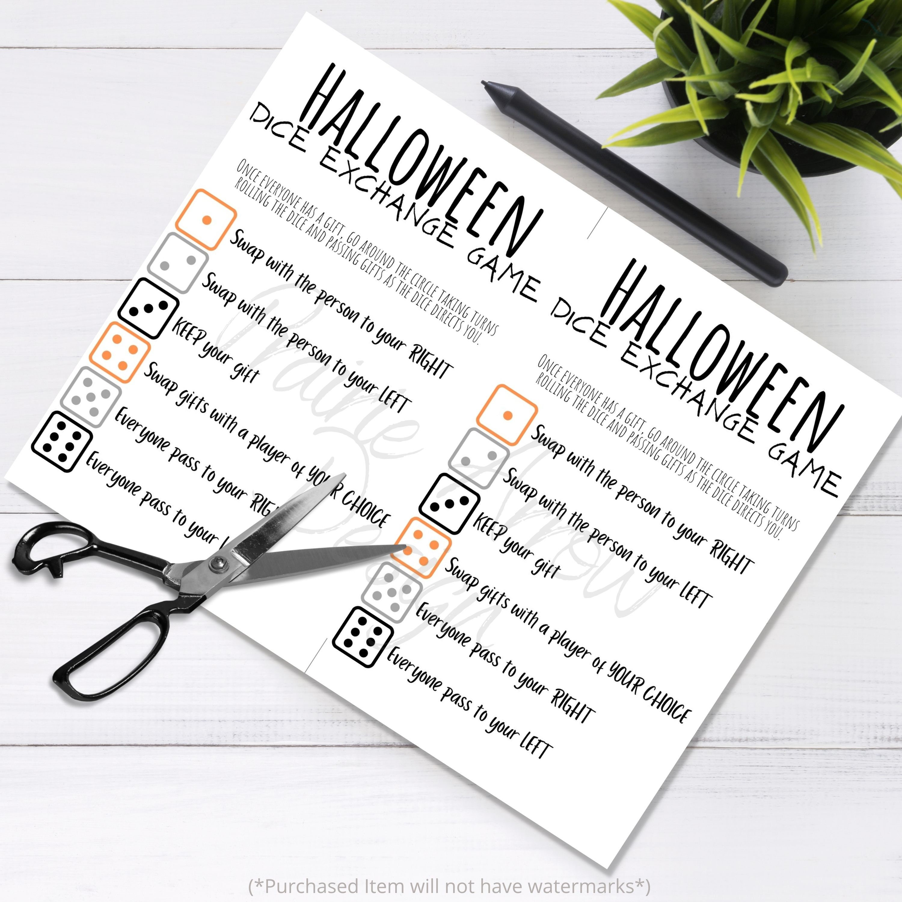 Halloween Exchange Dice Game Printable Game ⁝ Halloween Group Party ...