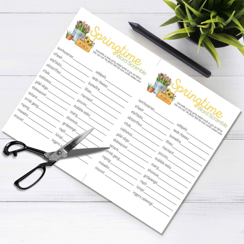 Spring Word Scramble Printable Game ⁝ Springtime Group Party Game ...