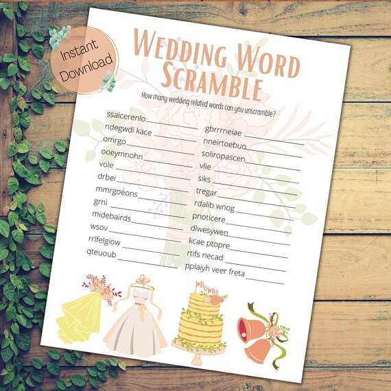 Wedding Word Scramble Printable Bridal Shower Game W Answer Etsy Finland Wedding Word Scramble Printable Bridal Shower Game W Answer Etsy Finland