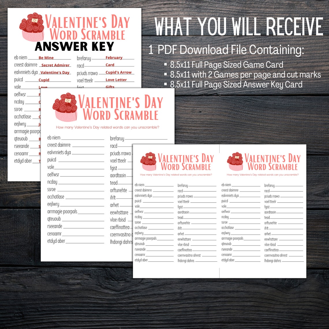 Valentine's Day "word Scramble" Printable Game ⁝ Valentine's Day Group ...
