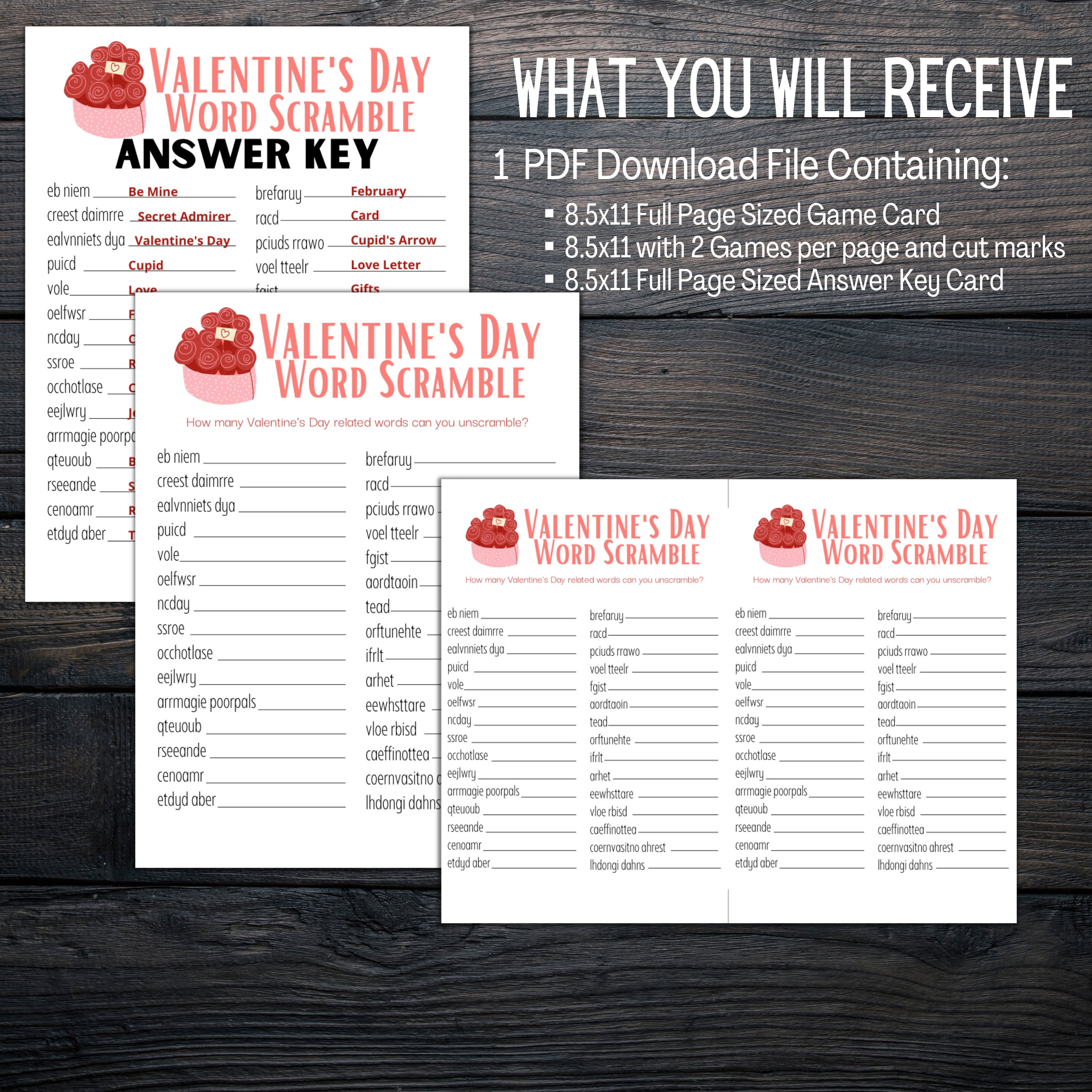 Valentine's Day Word Scramble Game (digital Download) - Etsy