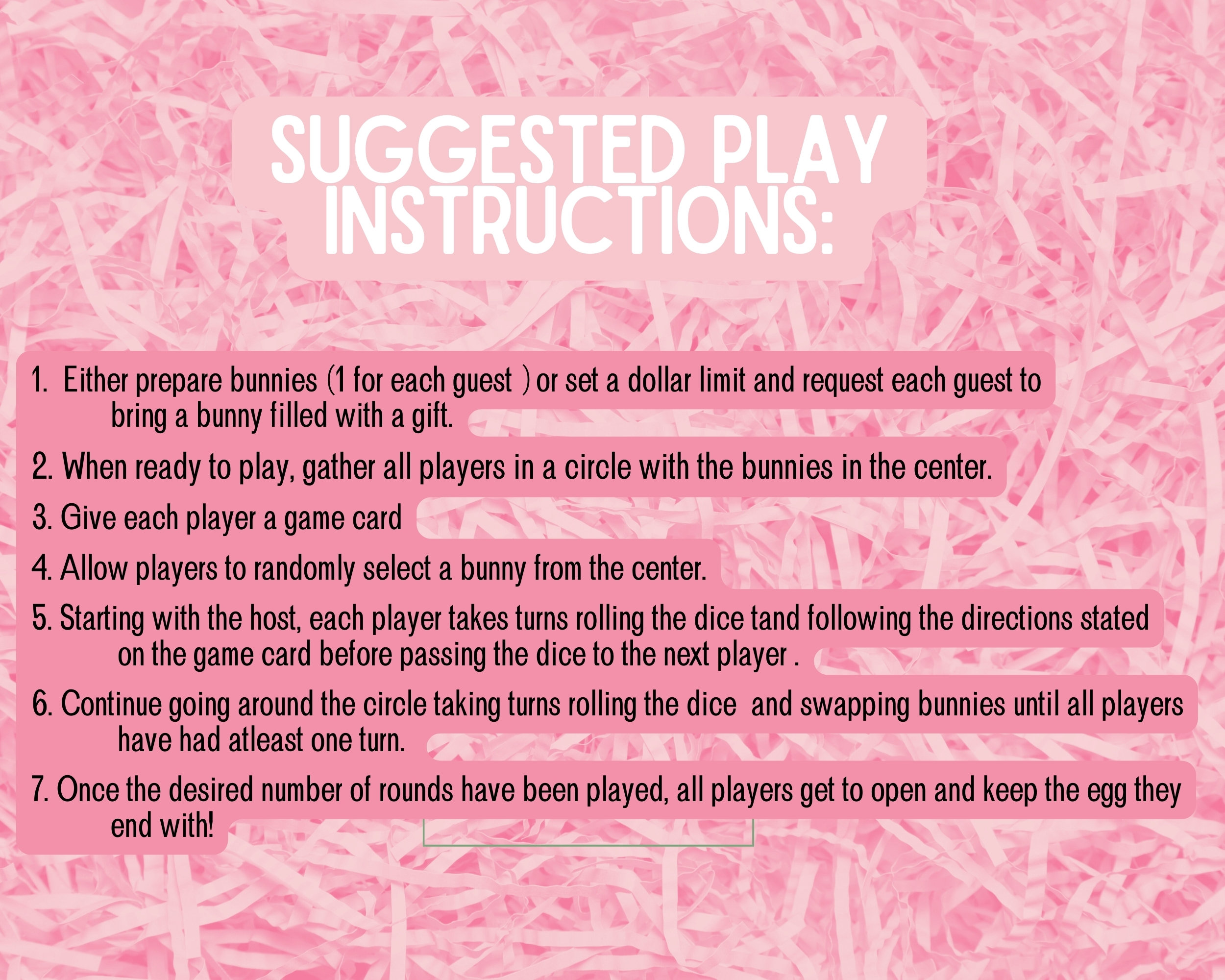 Easter Bunny Exchange Dice Game Printable Game ⁝ Easter Group Party ...