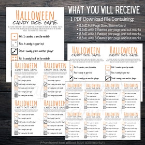 Halloween Candy Dice Game Printable Game ⁝ Halloween Group Party Game ...