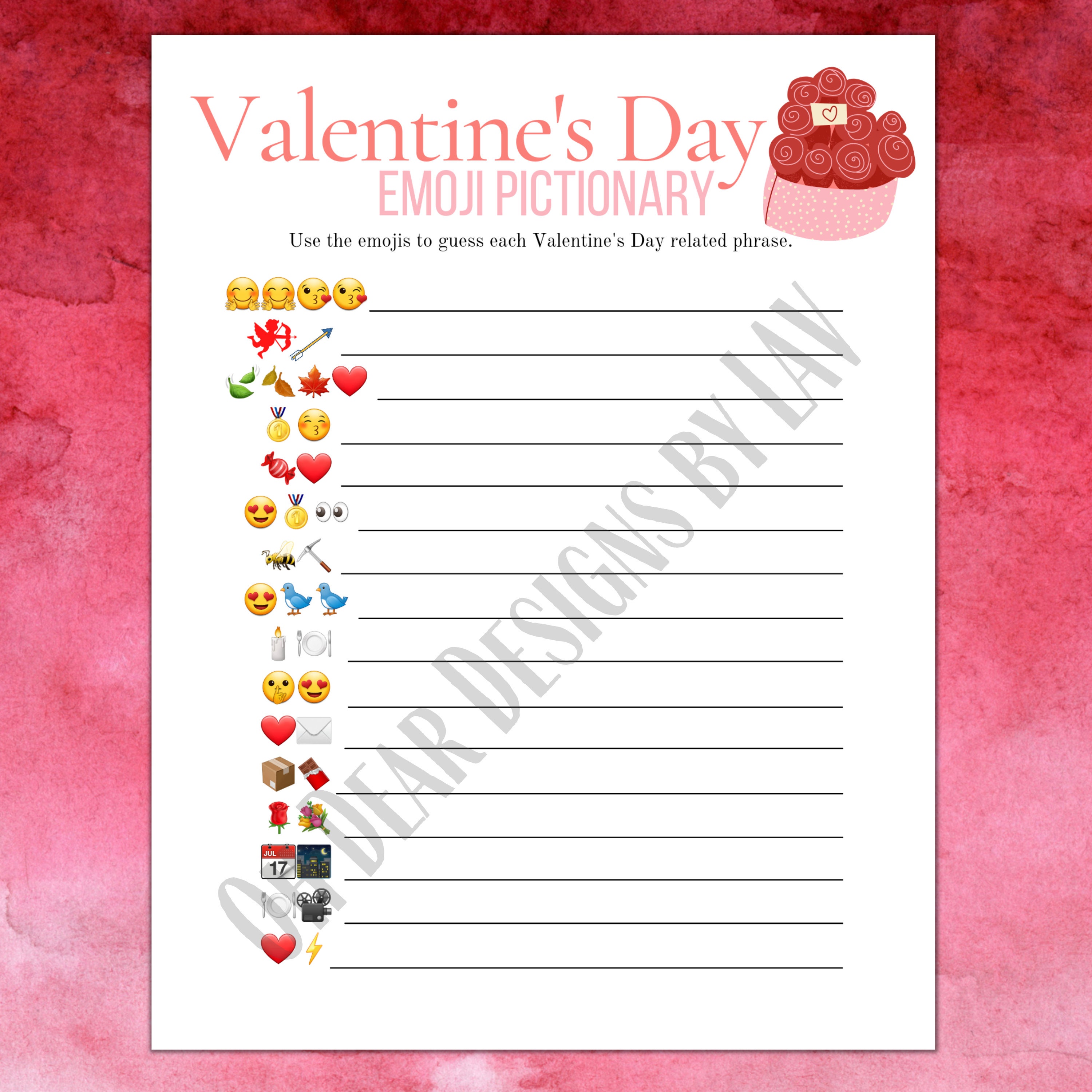 Valentine's Day "emoji Pictionary" Printable Game ⁝ Valentine's Day ...