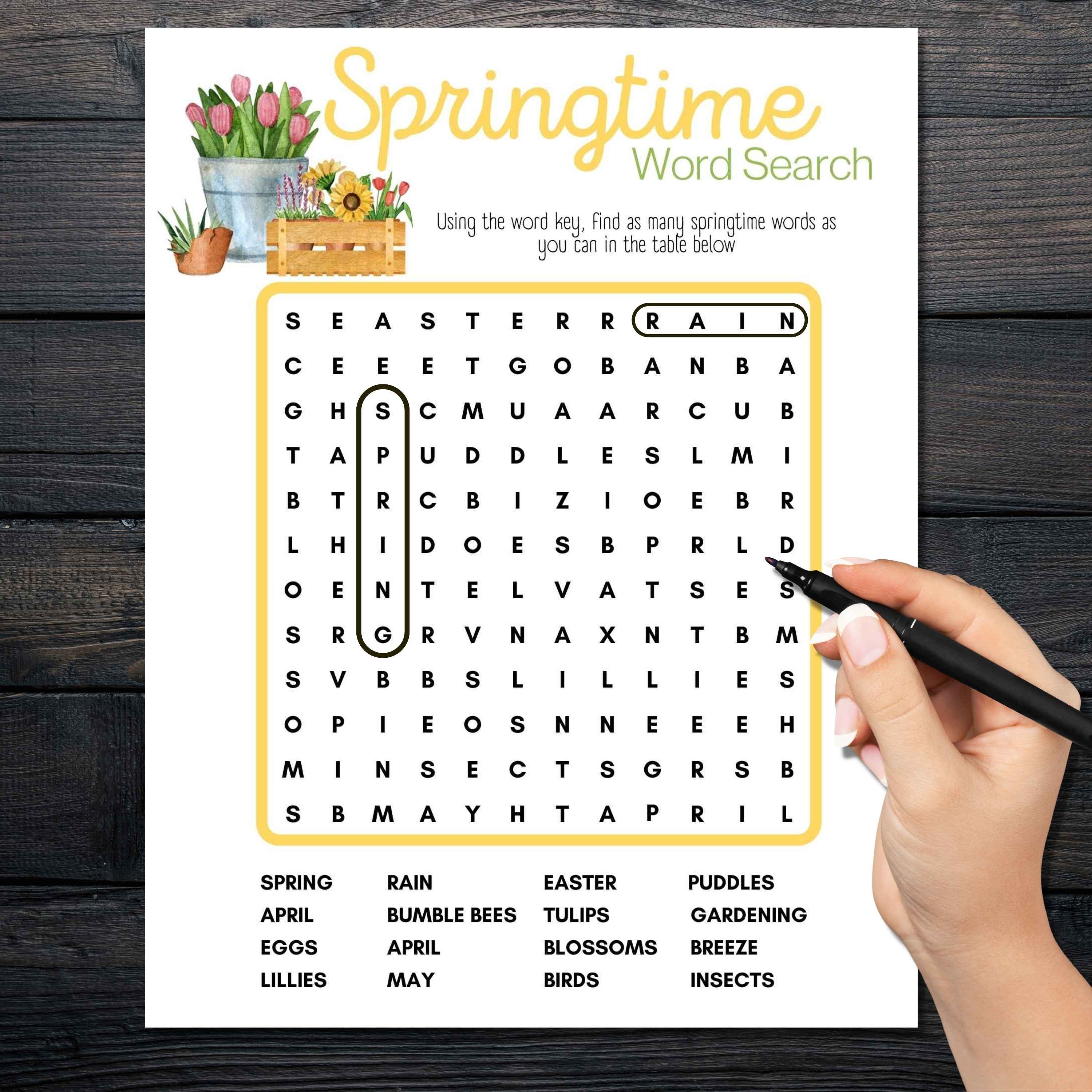 Spring Word Search Printable Game ⁝ Springtime Group Party Game ...