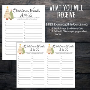 Christmas Words A to Z Printable Game ⁝ Christmas Party Game ⁝ Holiday ...