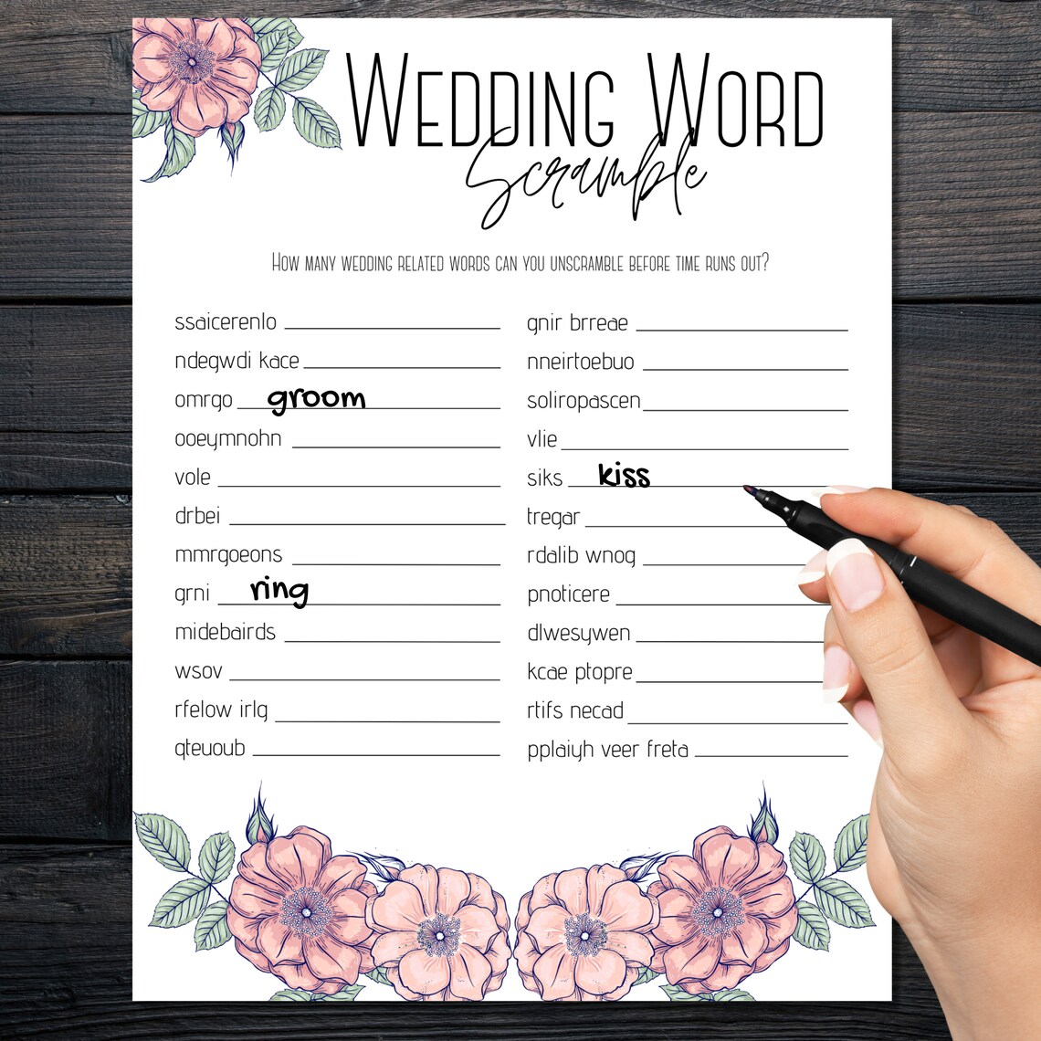 Wedding "word Scramble" Printable Bridal Shower Game W/ Answer Key ...