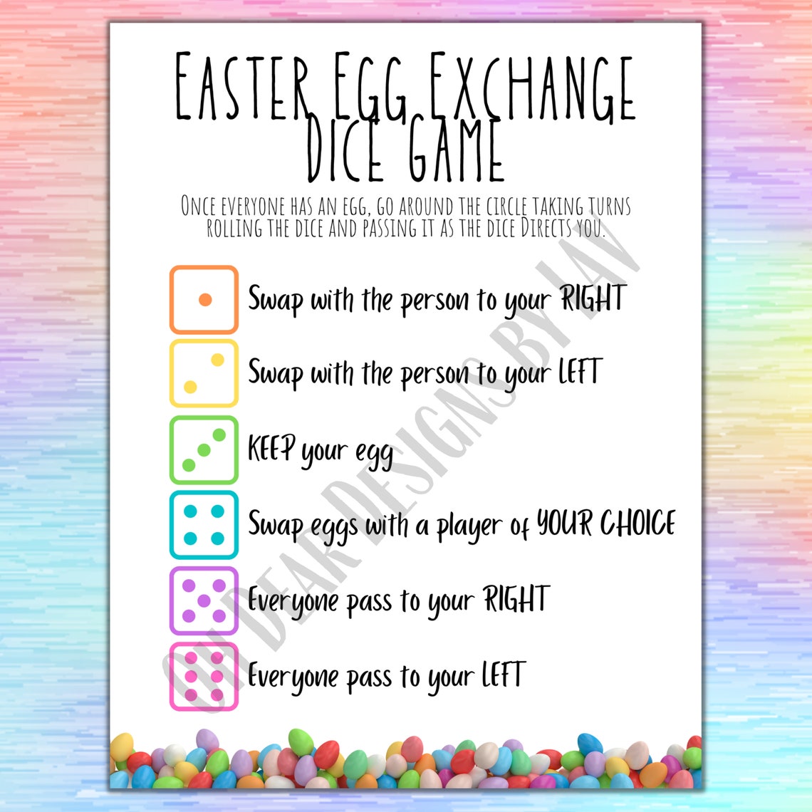 Easter Egg Exchange Dice Game Printable Game Easter Group - Etsy