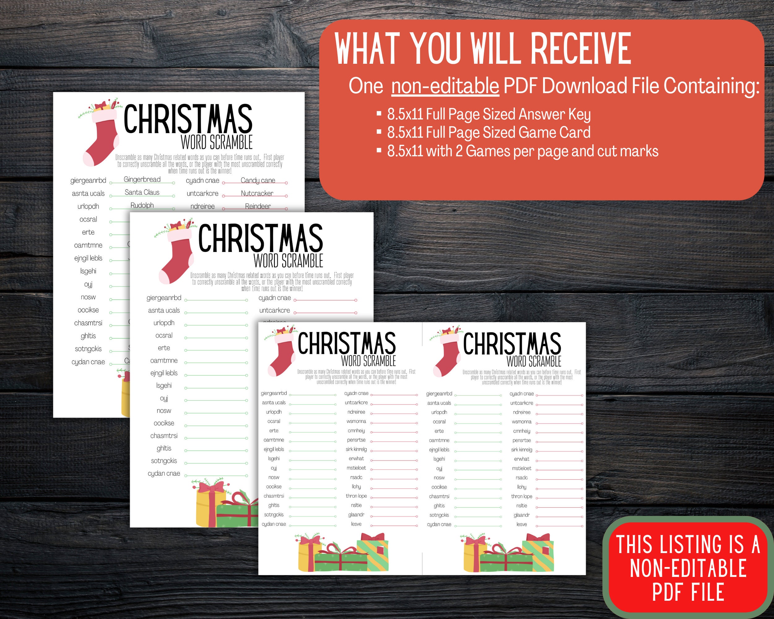 Christmas Word Scramble Printable Game ⁝ Holiday Party Game ⁝ Instant ...