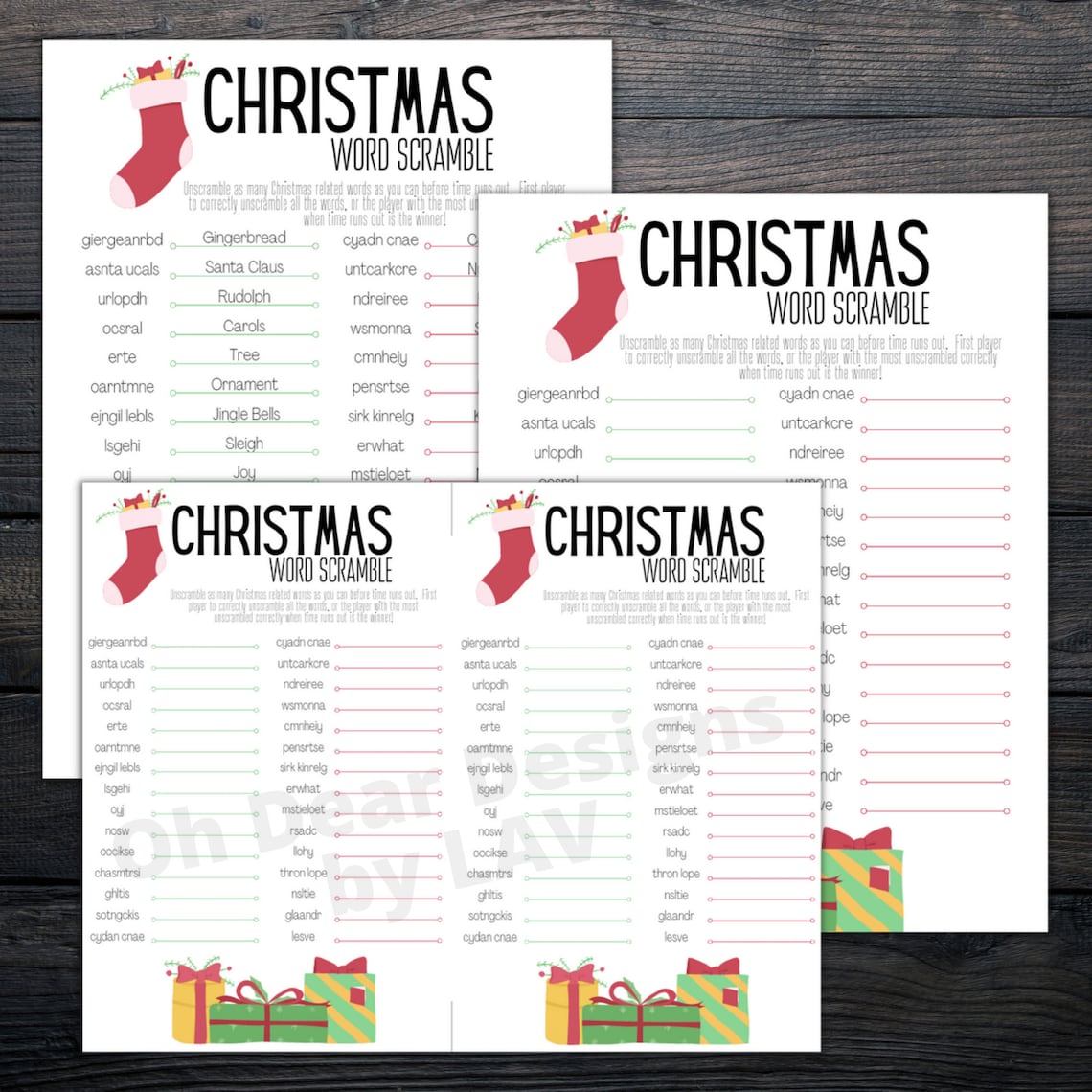 Printable Christmas Game Bundle 4 Pack ⁝ Holiday Party Games, Finish ...
