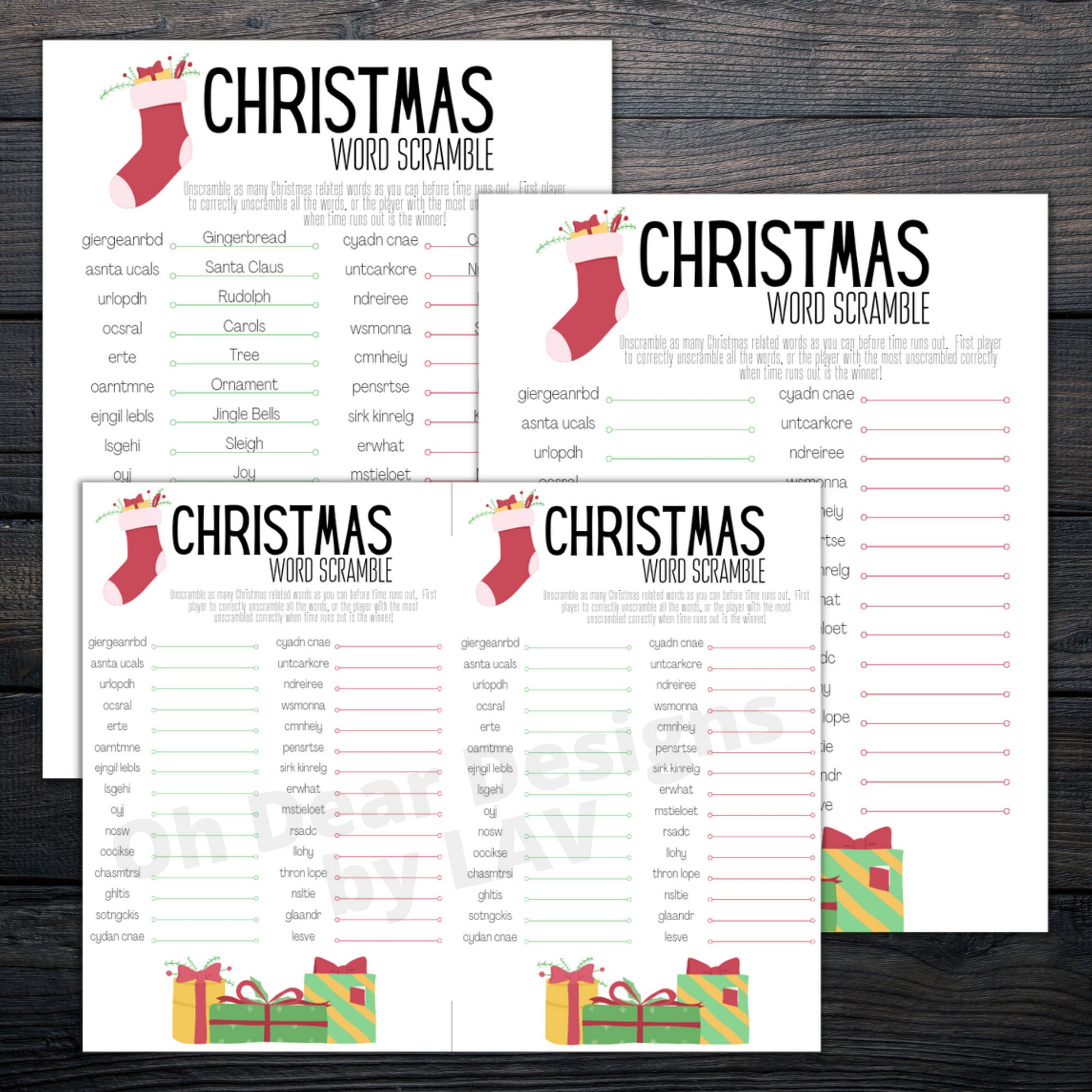 Printable Christmas Game Bundle 4 Pack ⁝ Holiday Party Games, Finish ...