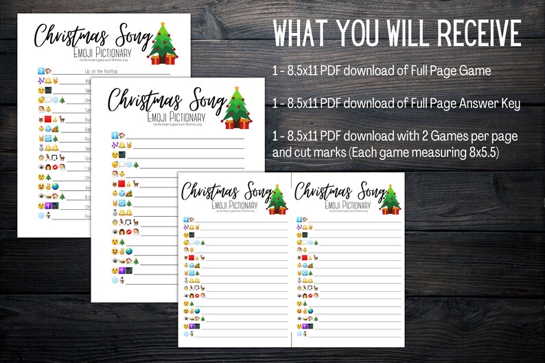 Christmas "song Emoji Pictionary" Printable Game ⁝ Holiday Party Game ...