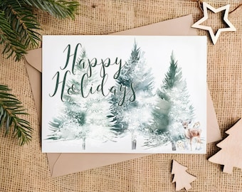 Printable Holiday Card Template Digital Download Greeting Card Rustic ...