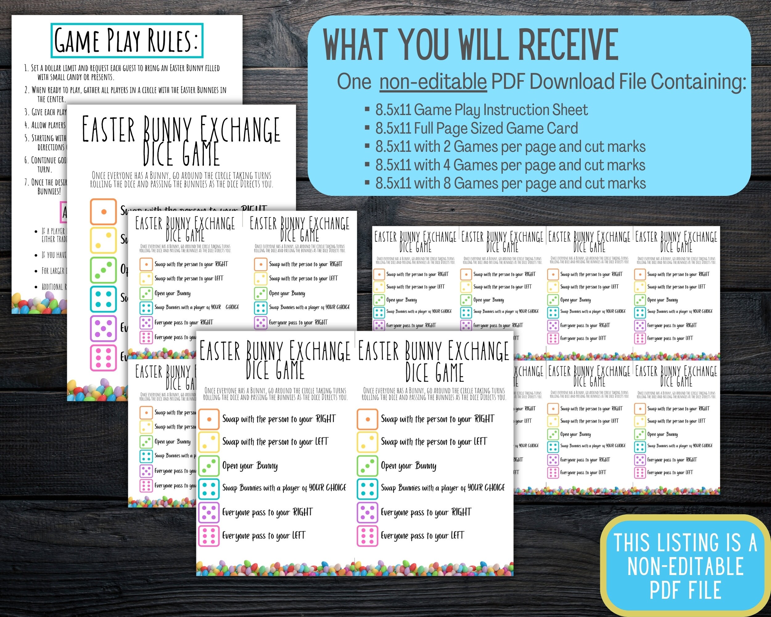 Easter Bunny Exchange Dice Game Printable Game ⁝ Easter Group Party ...