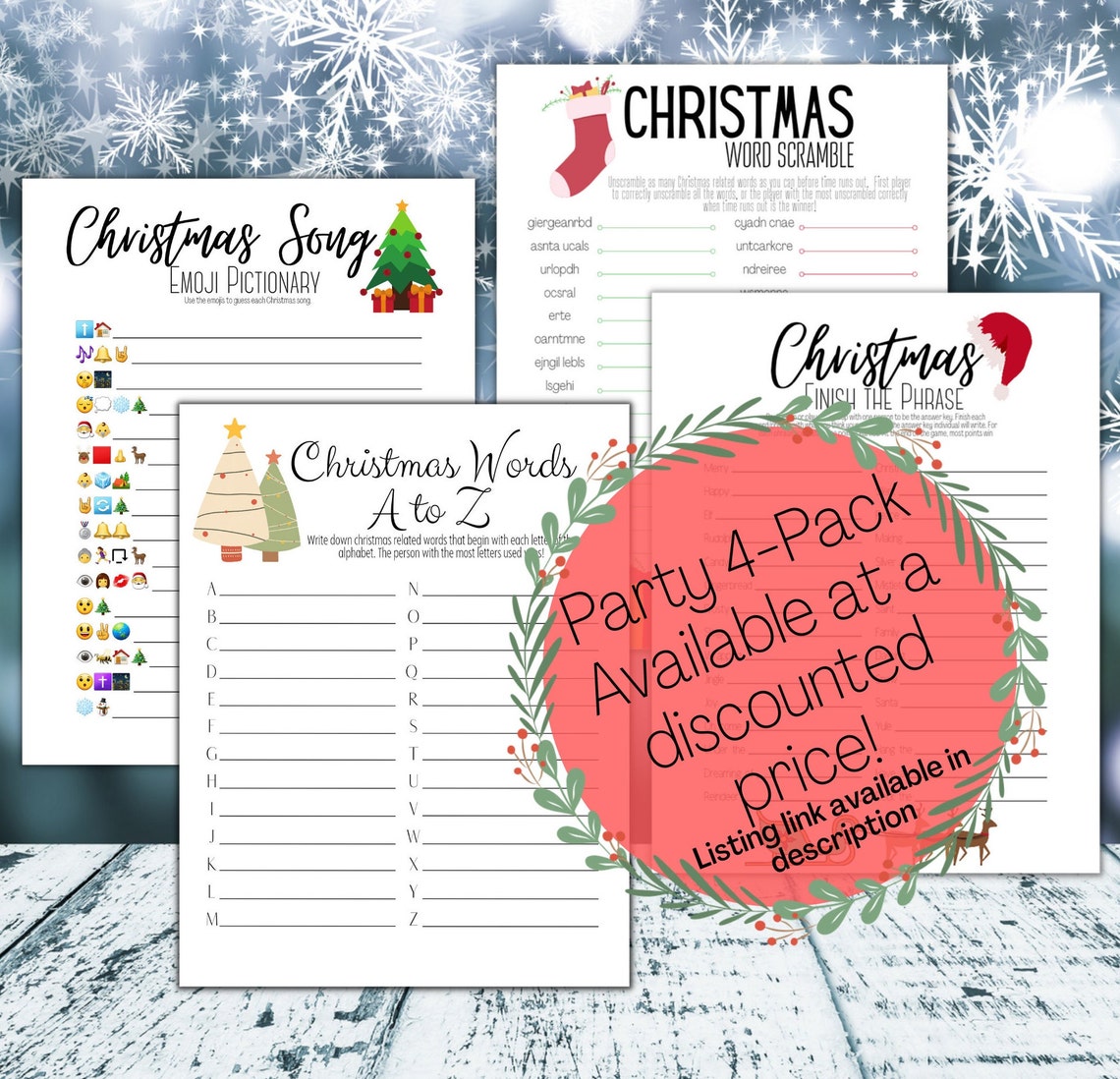 Christmas Words A to Z Printable Game ⁝ Christmas Party Game ⁝ Holiday ...