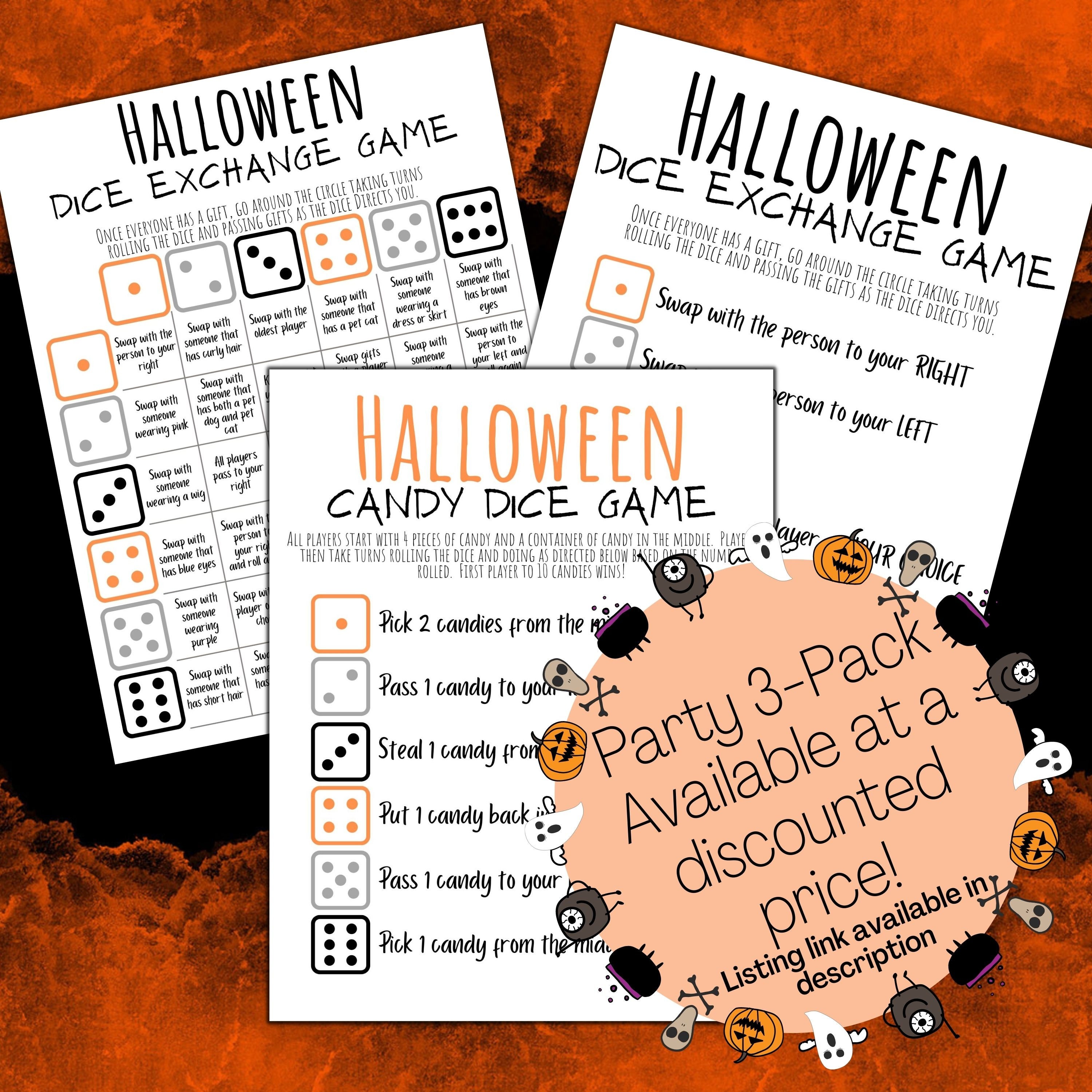 Halloween Treat Exchange Dice Game Printable Game ⁝ Halloween Group ...