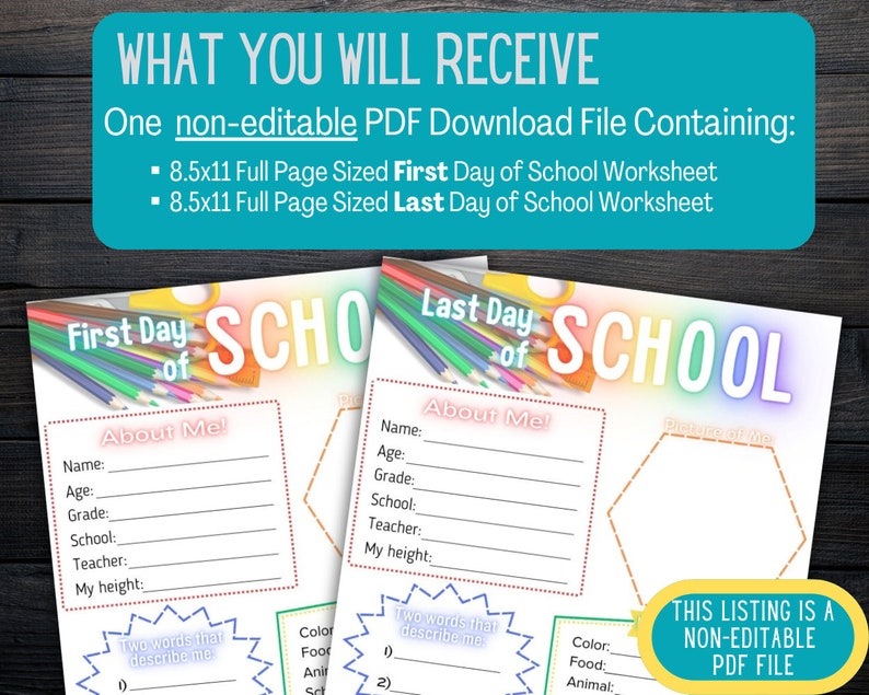 First & Last Day of School Questionnaire Worksheet ⁝ Back to School ...