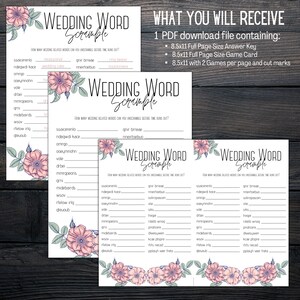 Wedding "word Scramble" Printable Bridal Shower Game W/ Answer Key ...