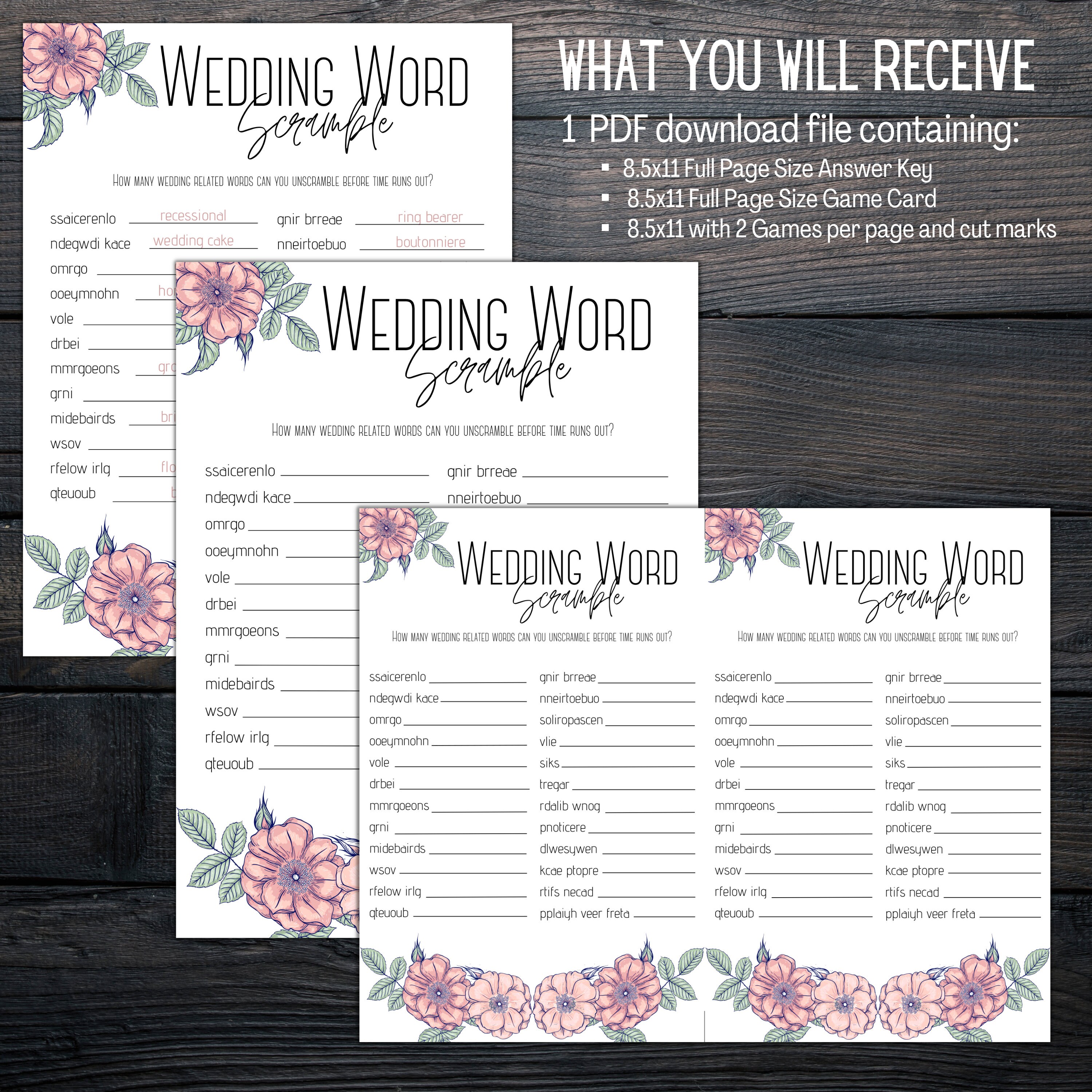 Wedding Word Scramble Game, Bridal Shower (digital Download) - Etsy