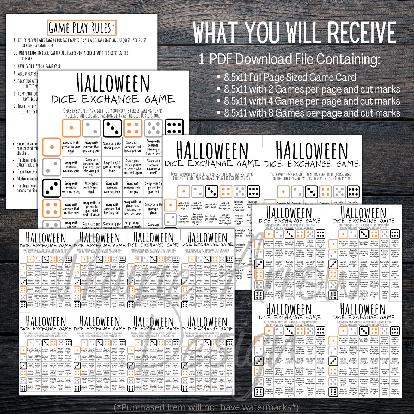 Halloween Treat Exchange Dice Game Printable Game ⁝ Halloween Group ...