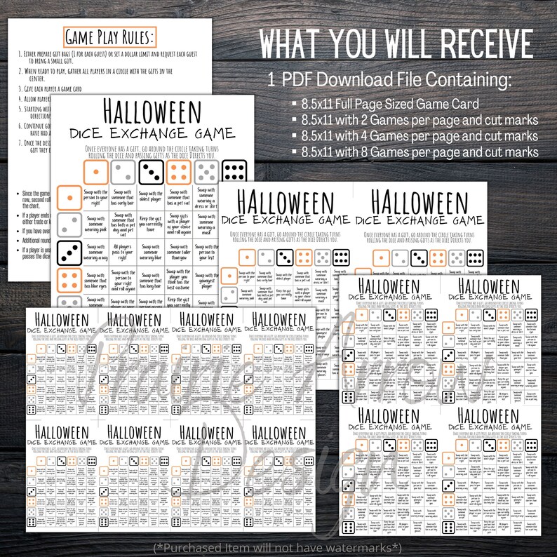 Halloween Dice Exchange Game, Group Party (digital Download) - Etsy